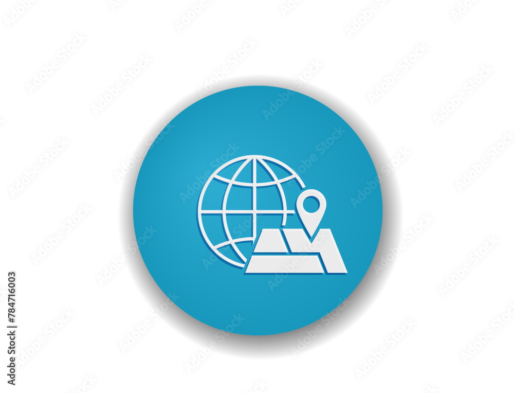 travel round icon. world and map with location pin icon. journey and ...