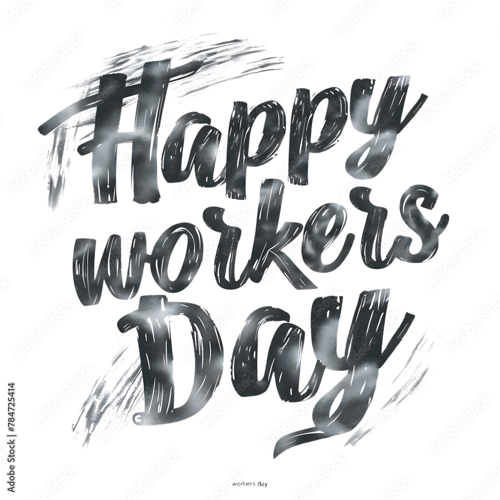 "Happy workers day" made from brush strokes, hand drawn calligraphy ...