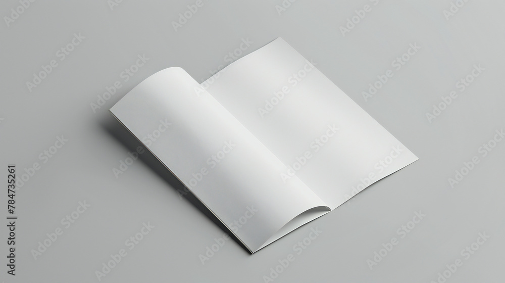 Gray Backdrop Showcasing a Half-Folded Booklet Mockup: An Unadorned ...