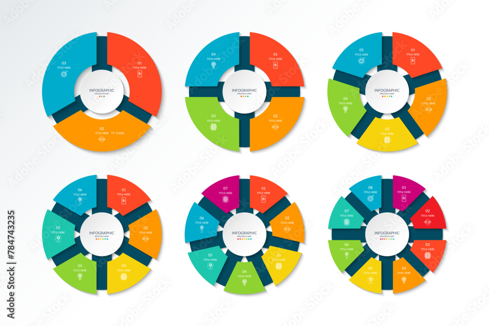 Set of infographic circles, cycle diagrams, process charts, vector ...