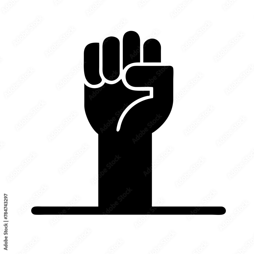 Strong Fist Raised Up With Female Gender symbol icon vector graphics ...