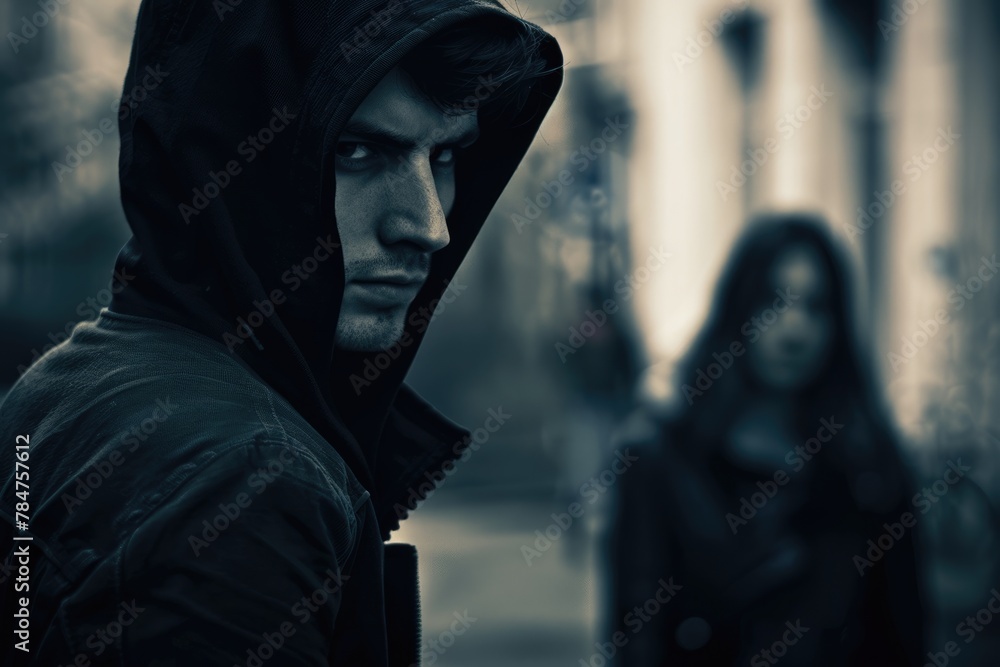 Man Ignoring Stalker Ex-Girlfriend. Annoyed and Embarrassed with Bad ...