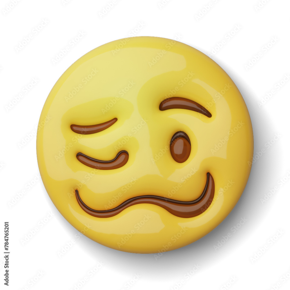 3D woozy face emoji with shadow, alpha channel PNG Stock Illustration ...