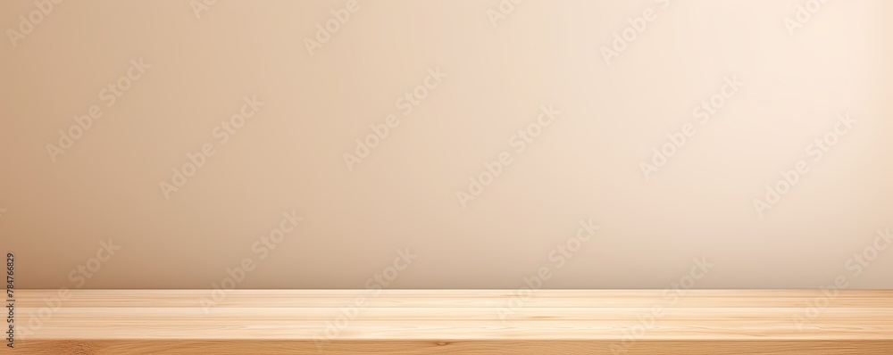 Beige background with a wooden table, product display template. beige ...