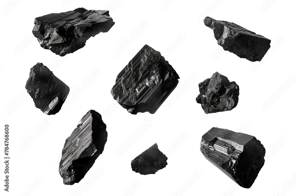 Charcoal, bituminous coal, realistic bamboo coal or carbon powder ...