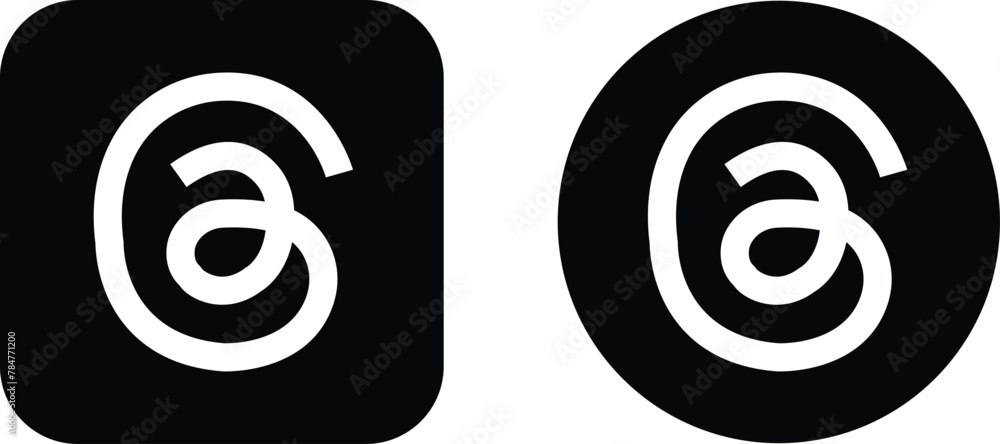 Threads mobile app icons set and logo on white background, vector ...