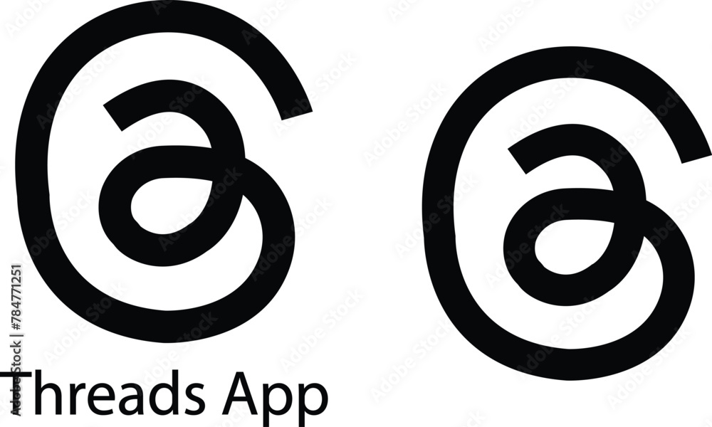 Threads mobile app icons set and logo on white background, vector ...