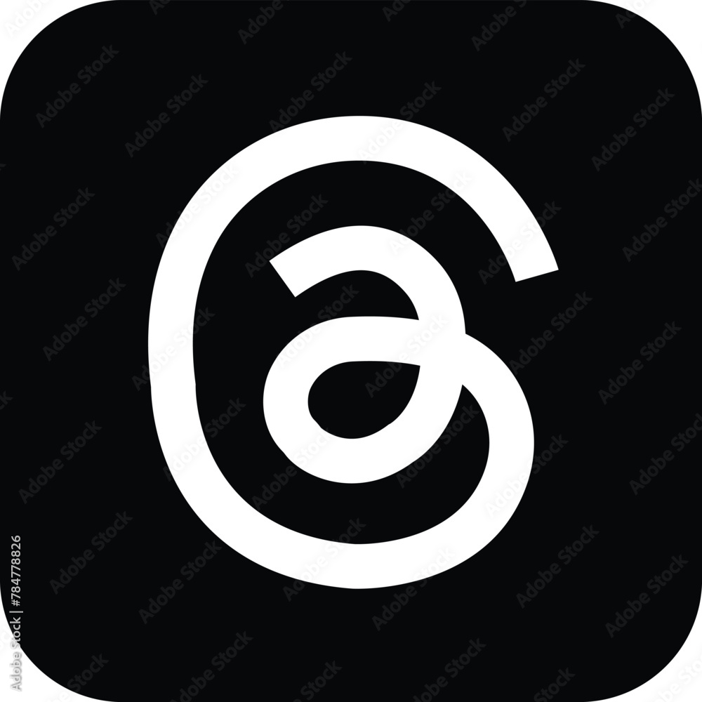 Threads mobile app icon and logo on transparent background, vector ...