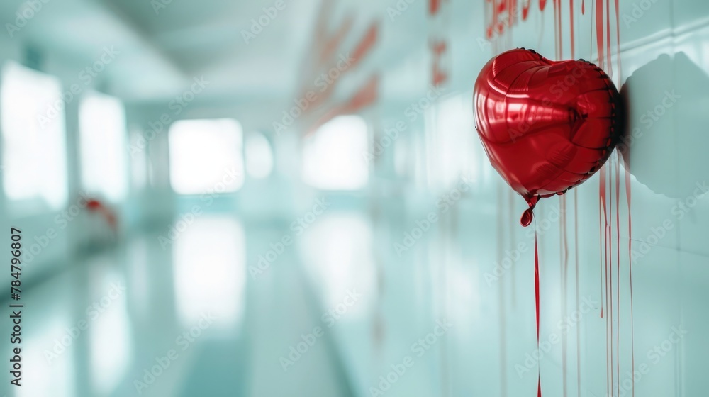 Heart-shaped balloon in donor center with World Blood Donor Day ...