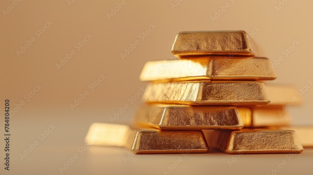 An image of a tidy arrangement of gold bars each longer than the last ...