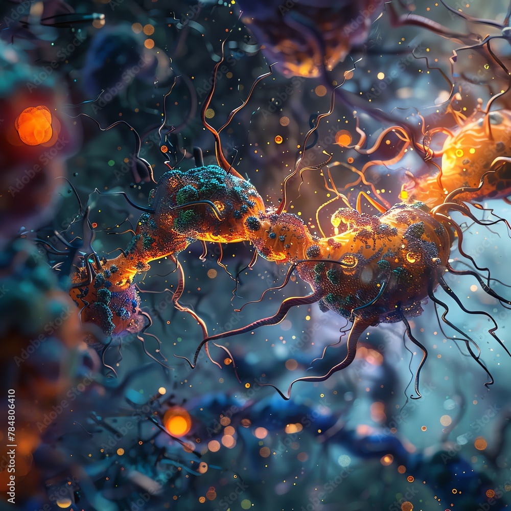 Craft a mesmerizing CG 3D rendering of a human cell under severe ...