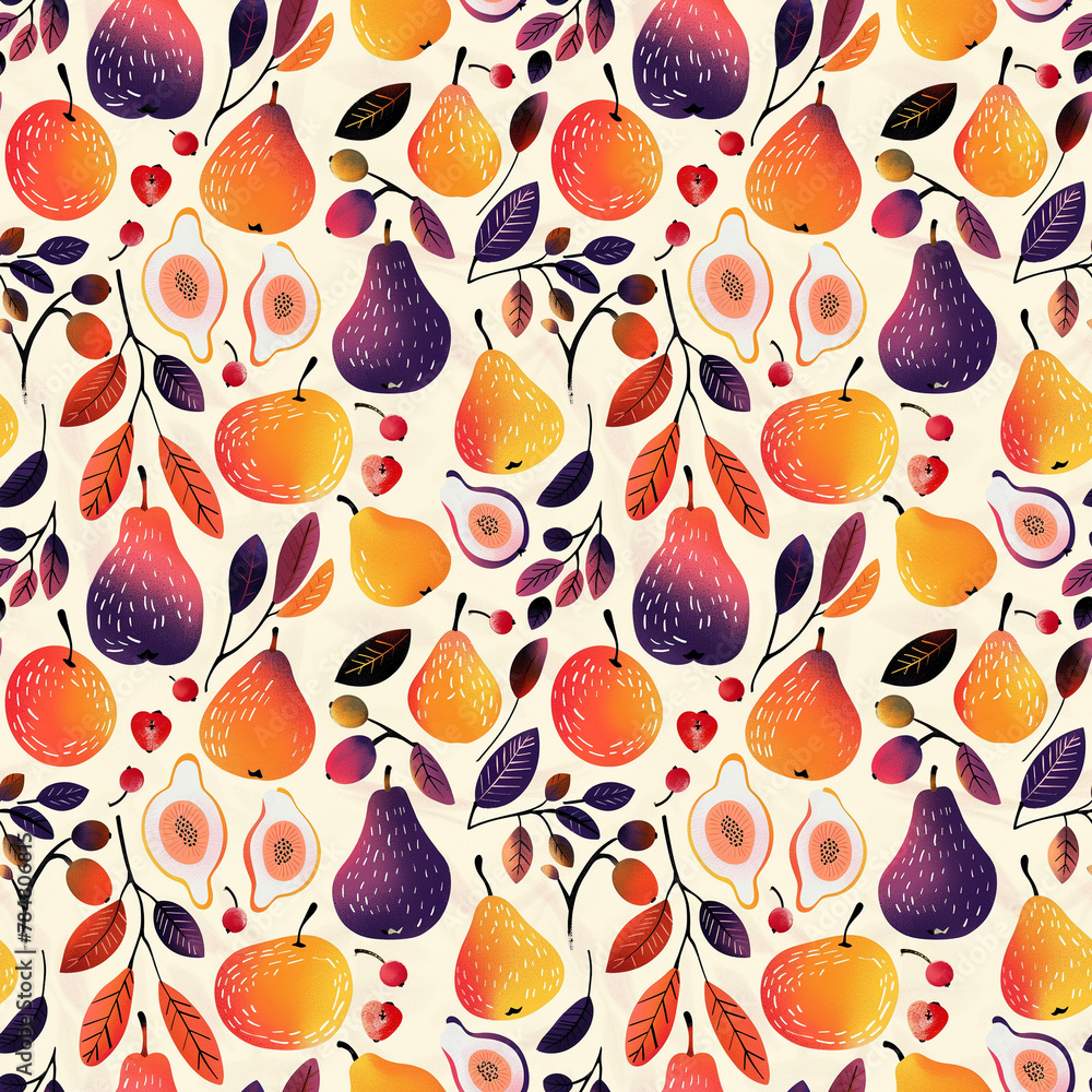 Design a pattern with a mix of exotic fruits such as lychees, dragon ...