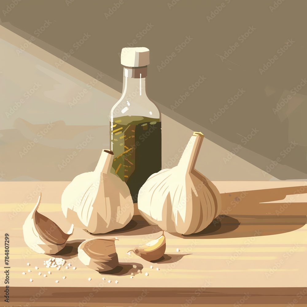 Illustrate the essence of garlic extract through a pixel art ...