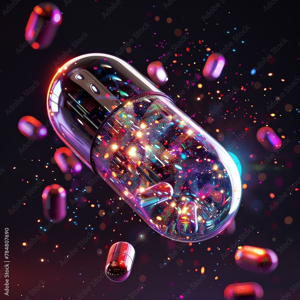 Visualize the future of health supplements in a futuristic, CG 3D ...