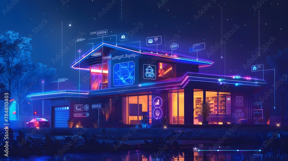 Smart home screen controller dashboard with online connection and ...