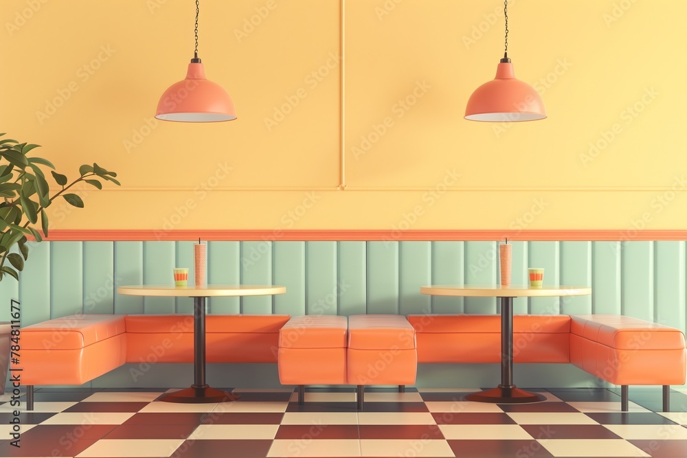 This image's chic retro diner vibe, complete with a checkerboard floor ...