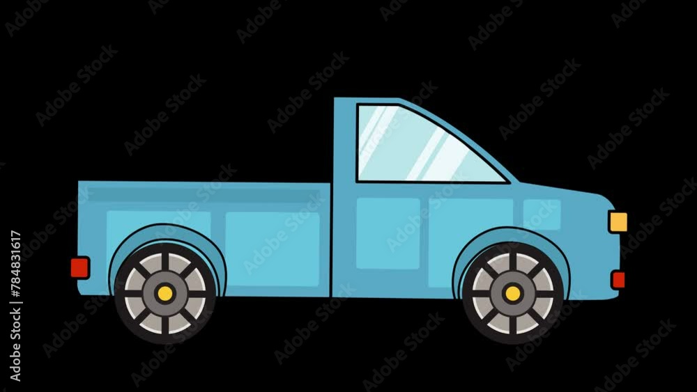 Animated running car isolated on a transparent screen. Flat design car ...