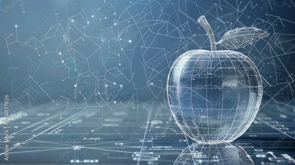 drawing of an apple, blueprint, technical, generative ai Stock ...