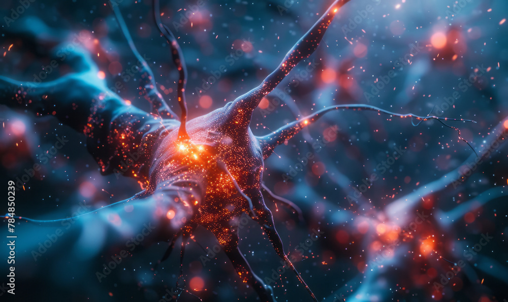 Beautifully abstract: Neurons' close-up, synapses and axons conveying ...