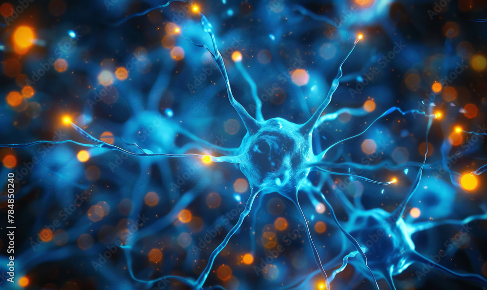 Beautifully abstract: Neurons' close-up, synapses and axons conveying ...