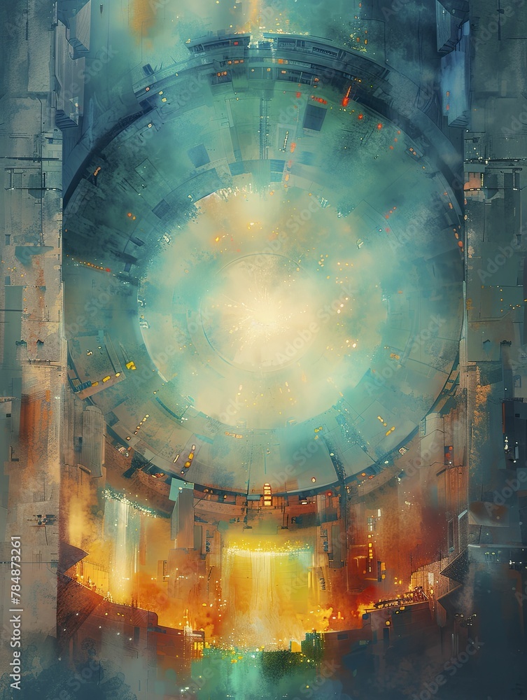 A mesmerizing watercolor captures a nuclear reactor's core, aglow with ...