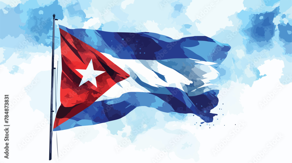 Watercolor flag background. Cuba 2d flat cartoon va Stock Vector ...