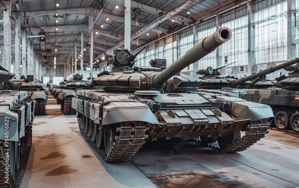 Military Hangar Packed With Combat Tanks, Armored Vehicles Prepared for ...
