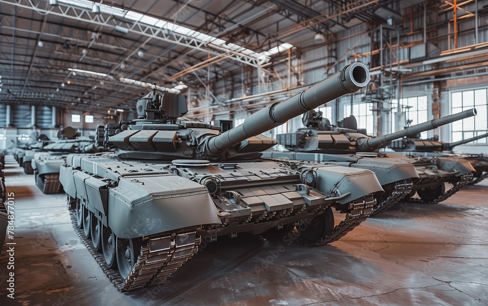 Military Hangar Packed With Combat Tanks, Armored Vehicles Prepared for ...