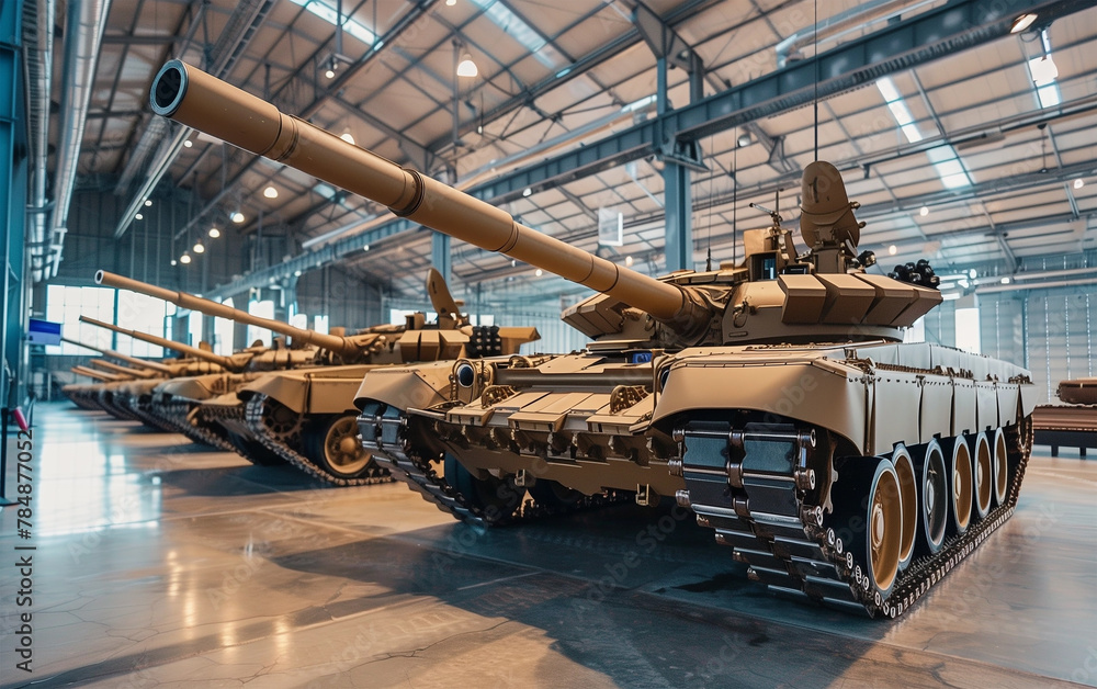 Military Hangar Packed With Combat Tanks, Armored Vehicles Prepared for ...