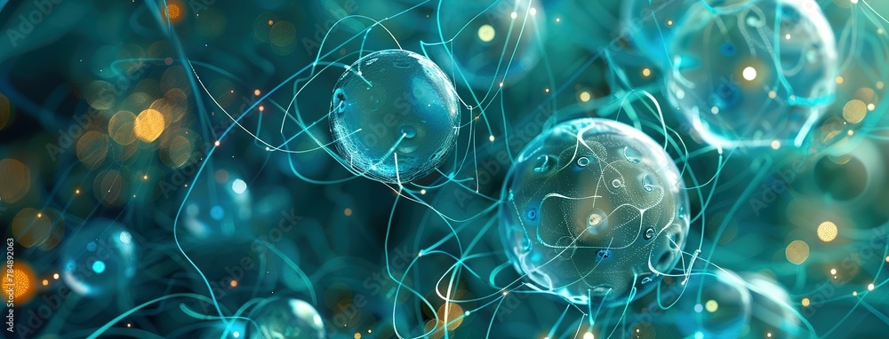A sci-fi network of cells and futuristic alien bubbles. Neural ...