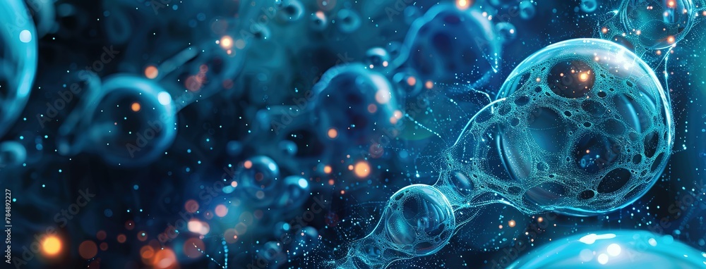 A sci-fi network of cells and futuristic alien bubbles. Neural ...