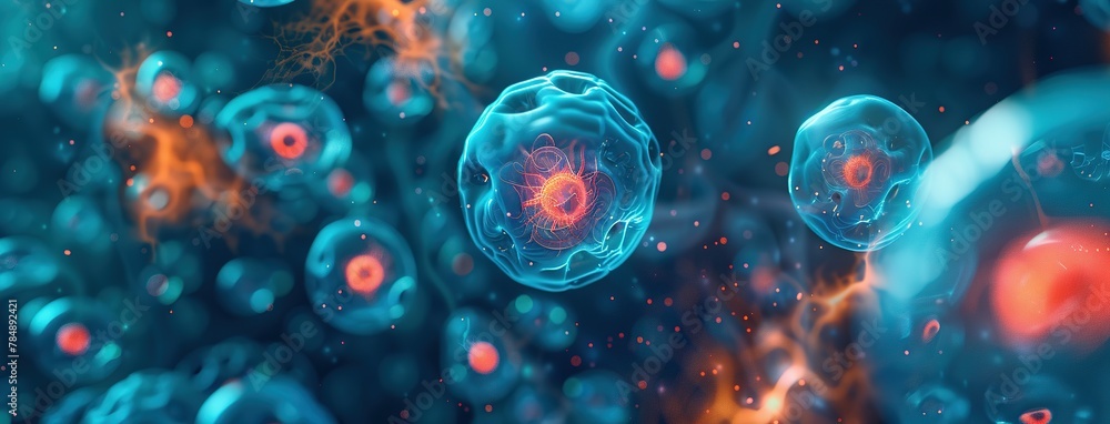 A sci-fi network of cells and futuristic alien bubbles. Neural ...