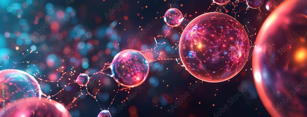 A sci-fi network of cells and futuristic alien bubbles. Neural ...