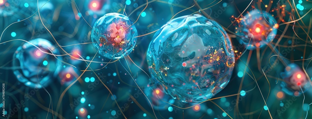 A sci-fi network of cells and futuristic alien bubbles. Neural ...