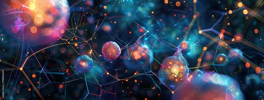 A sci-fi network of cells and futuristic alien bubbles. Neural ...