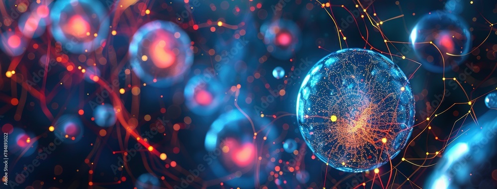 A sci-fi network of cells and futuristic alien bubbles. Neural ...