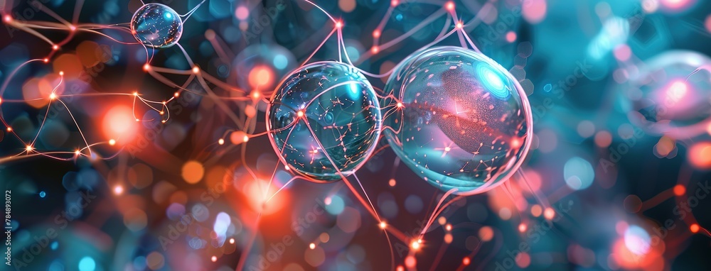 A sci-fi network of cells and futuristic alien bubbles. Neural ...