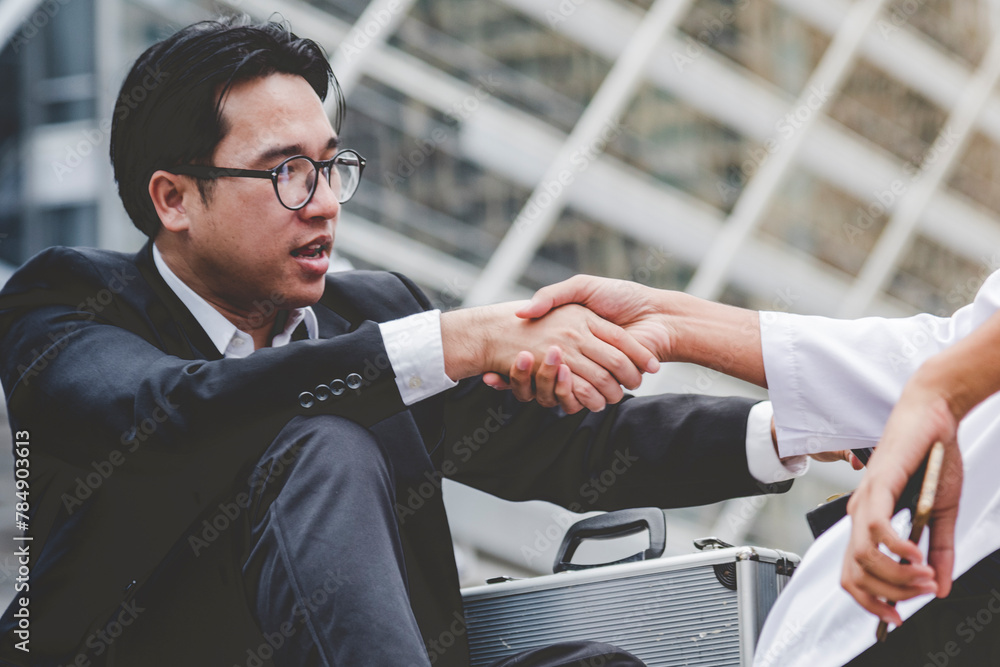 Arab Businessman shaking hands together. Teamwork business partner wear ...