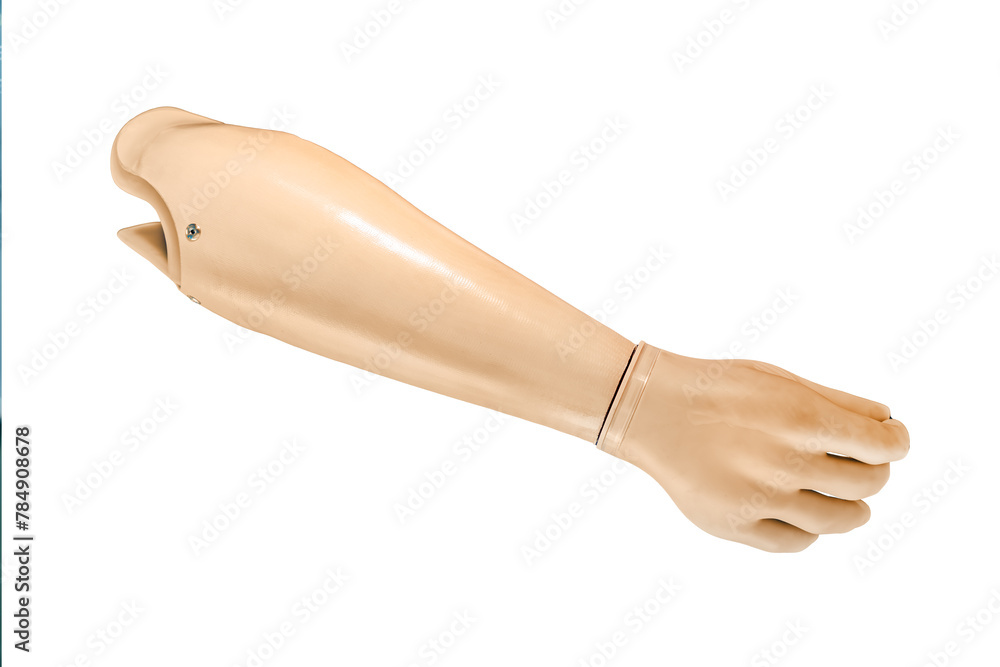 plastic prosthesis hand isolated on a white background. prosthetics arm ...