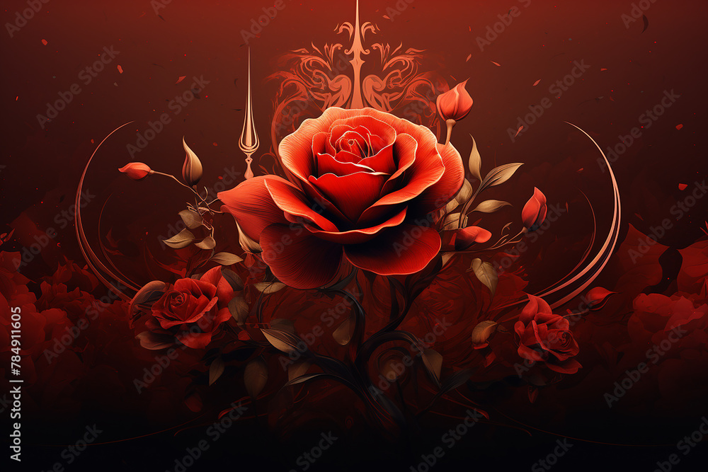 Premium r ed rose background_background with red rose_background with ...