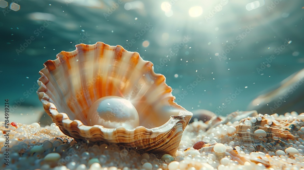 Over the seafloor depicting undersea ocean bottom fauna with depiction ...