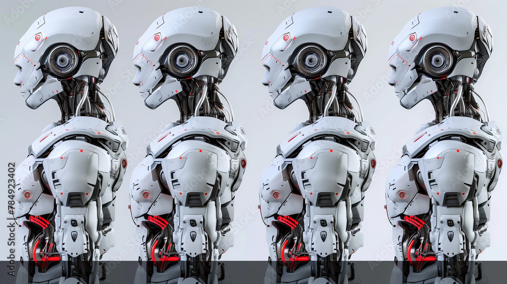 A lineup of fictional character robots displayed on a table like an art ...