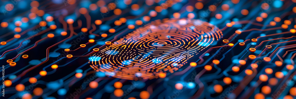 Fingerprint scanner digital footprint computer security safety tracking ...
