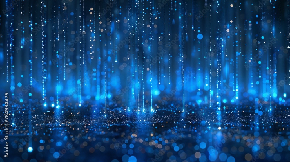 Blue digital technology canvas, dots and lines weave a tale of neural networks, cybersecurity ...