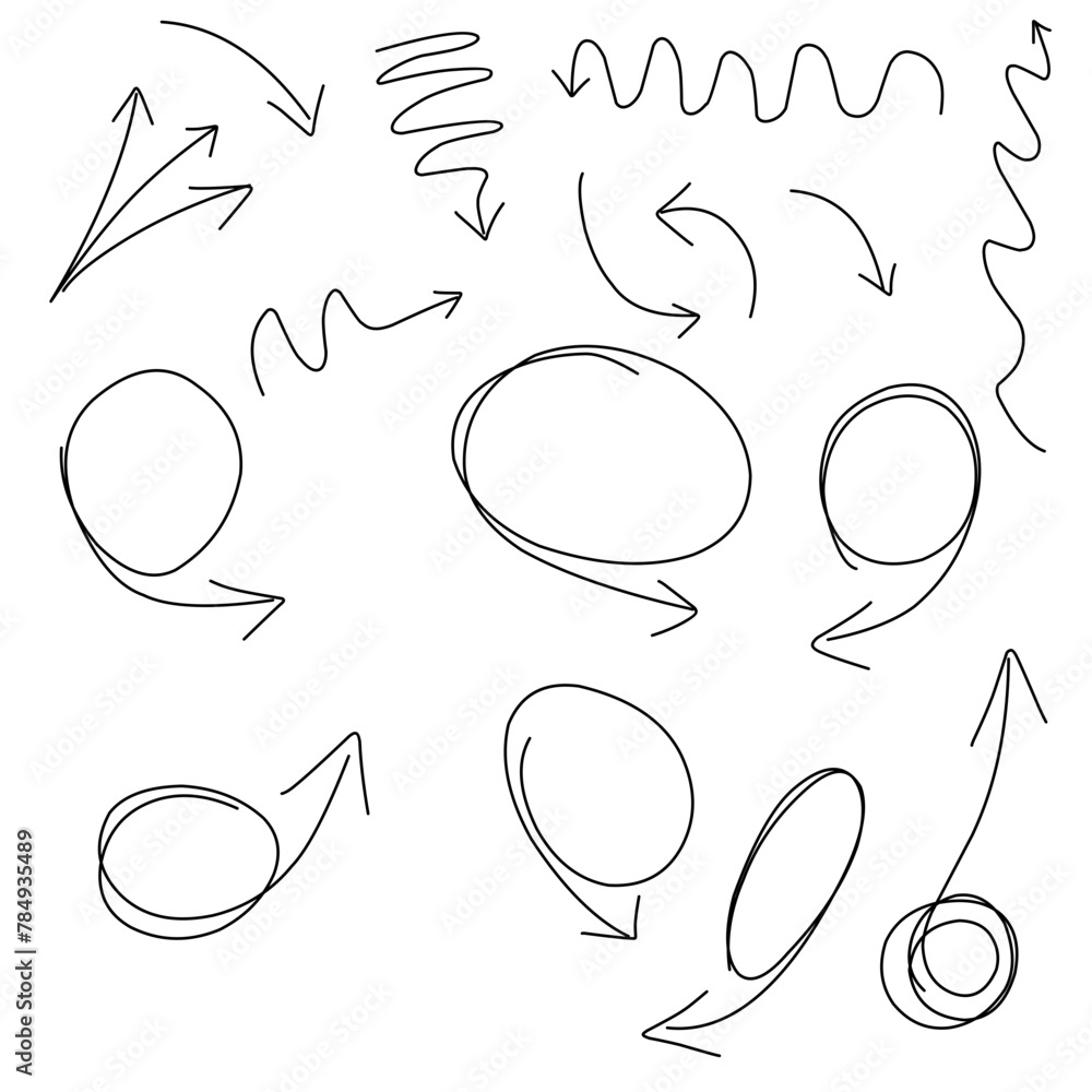 Hand drawn sketches on isolated background. Chaotic geometric shapes ...