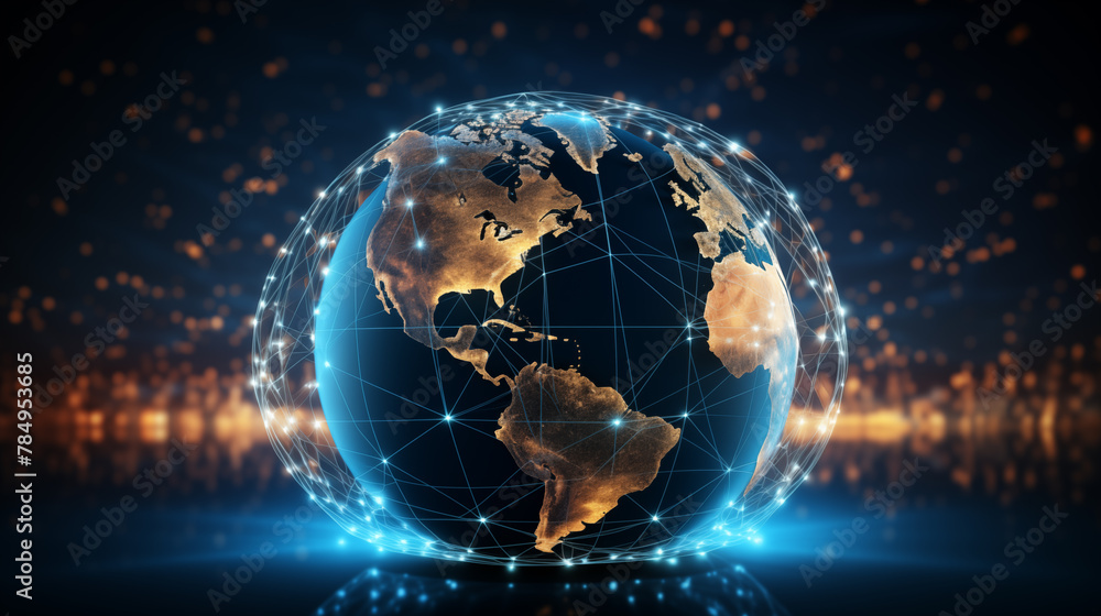 Global network connection. World map composition and global business ...