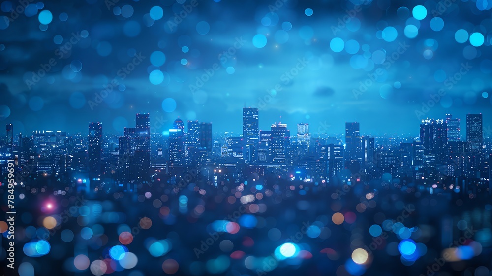 wallpaper of bokah on a city background, blue, cyan, cinematic Stock ...