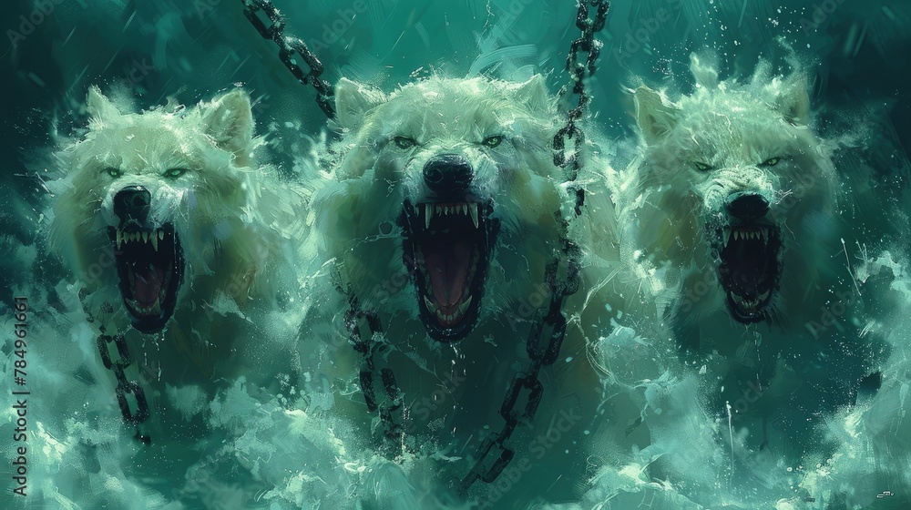 Mythical Monster Version. Fenrir, Giant Wolf of Norse Mythology, Bound ...