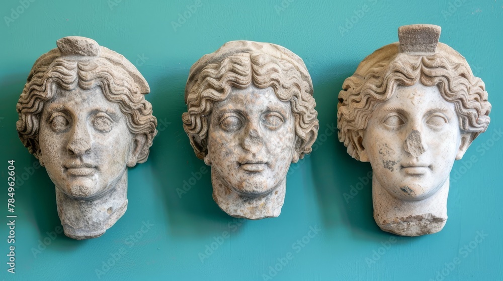 Classical ancient marble gypsum stoic, roman, greek bust, busts head ...