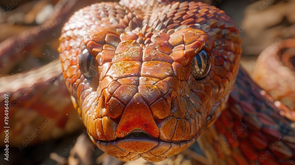 Monocled Cobra Emerges, Hood Flaring, Serrated Scales Gleaming in the ...